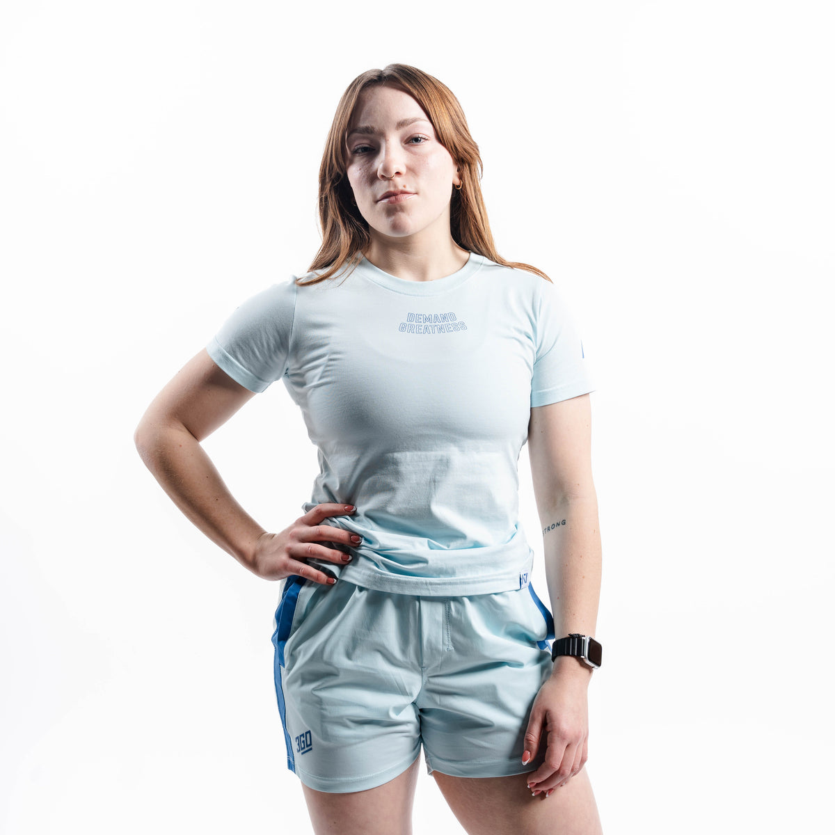 Demand Greatness True-Fit Women's Meet Shirt - Cyanite - A7