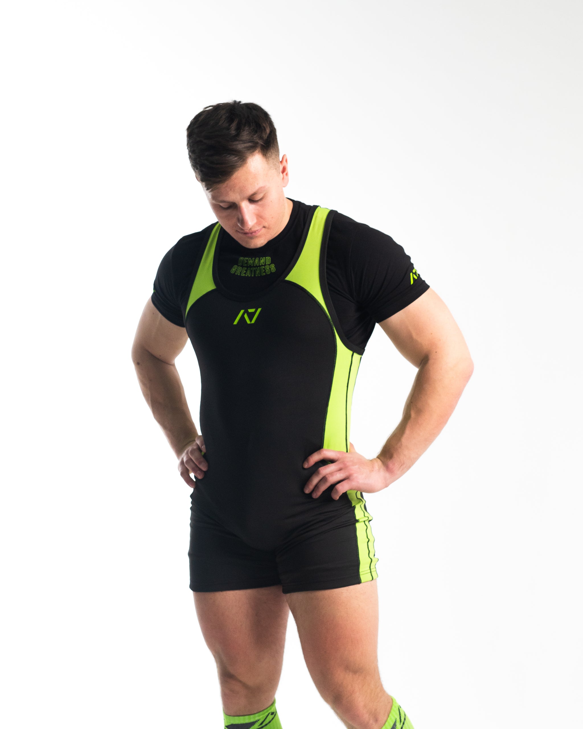 Luno Men's Black & Neon Green Singlet - Alien | A7